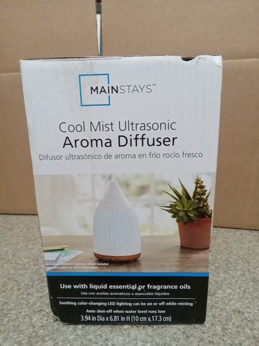 Cool Mist Ultrasonic Aroma Diffuser - white/wood bottom | eBay