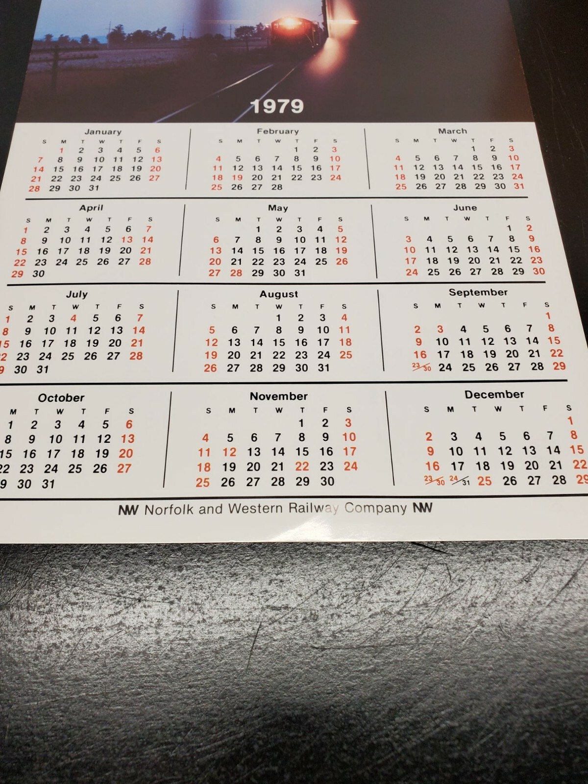 Norfolk & Western Railroad Demurrage Chart and 1979 Calendar | eBay