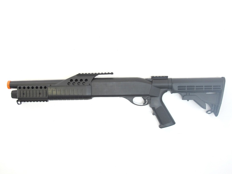 BBTac Airsoft Shotgun Spring Pump Action with Shells Barrel Flashlight ...