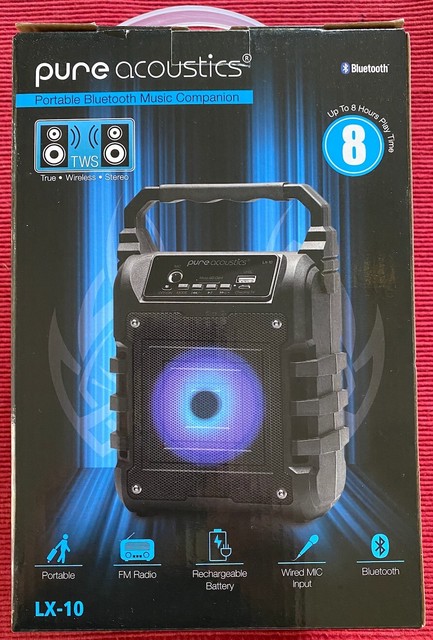 Pure Acoustics Portable Bluetooth Speaker Model Lx-10 Black for sale ...