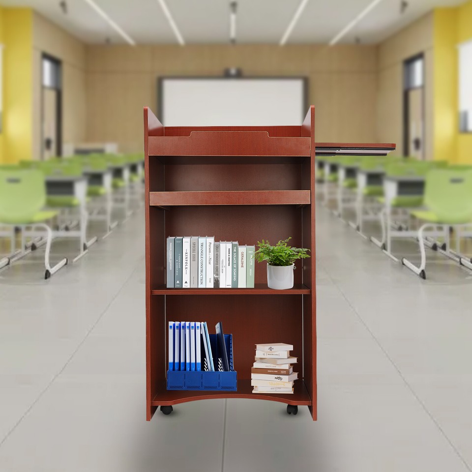 Rolling Portable Podium Mobile Laptop Desk Presentation Church Lectern ...