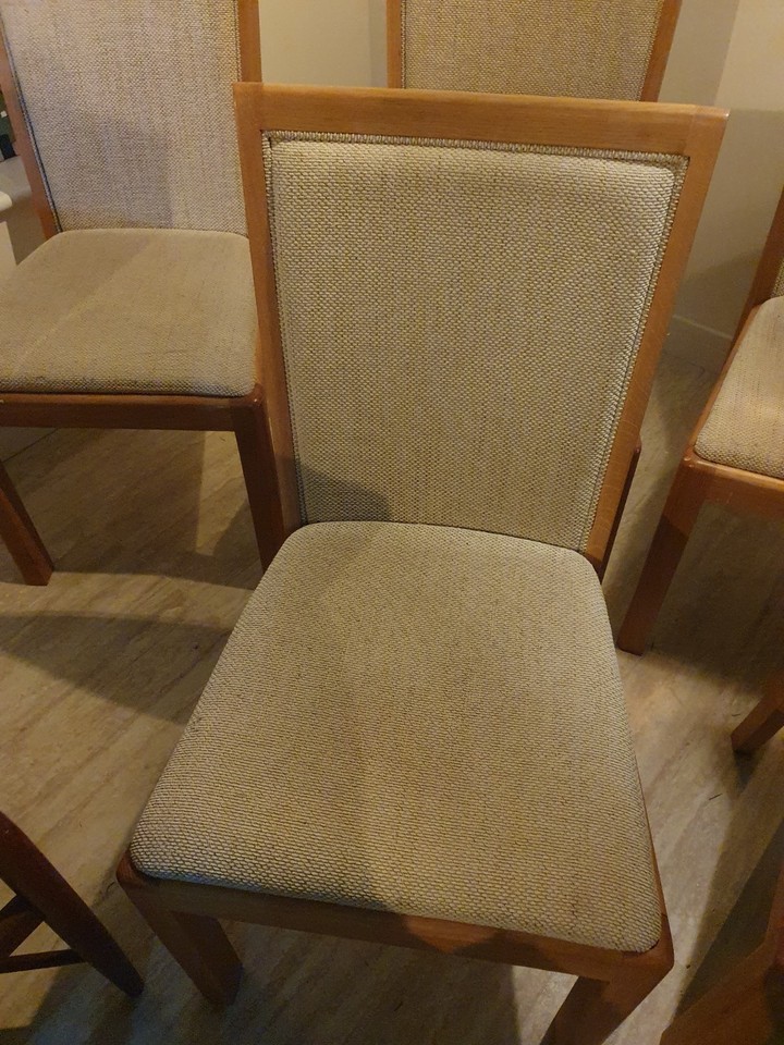 Set Of Six Modern High Back Oak Dining Chairs | eBay UK