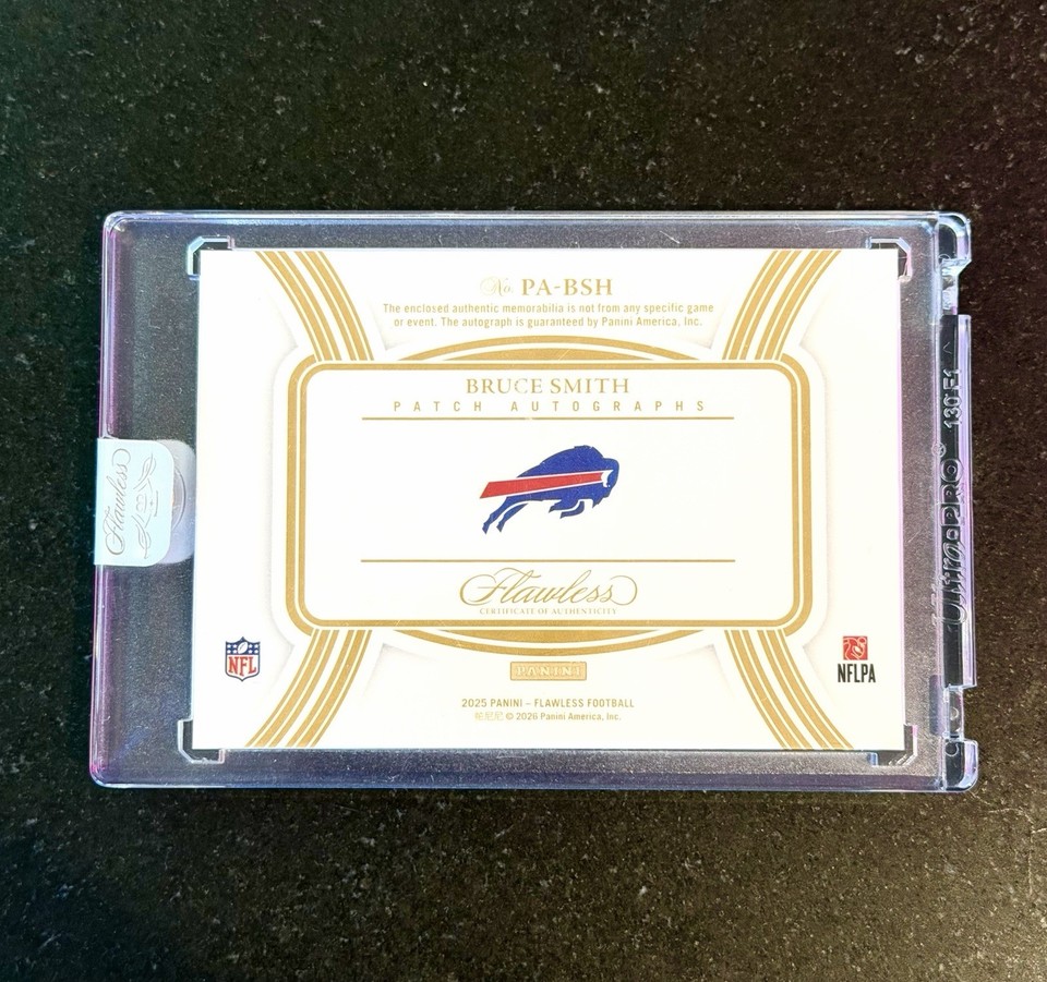 2025 Flawless Bruce Smith Shield Patch Auto /4 Buffalo Bills HOF | eBay