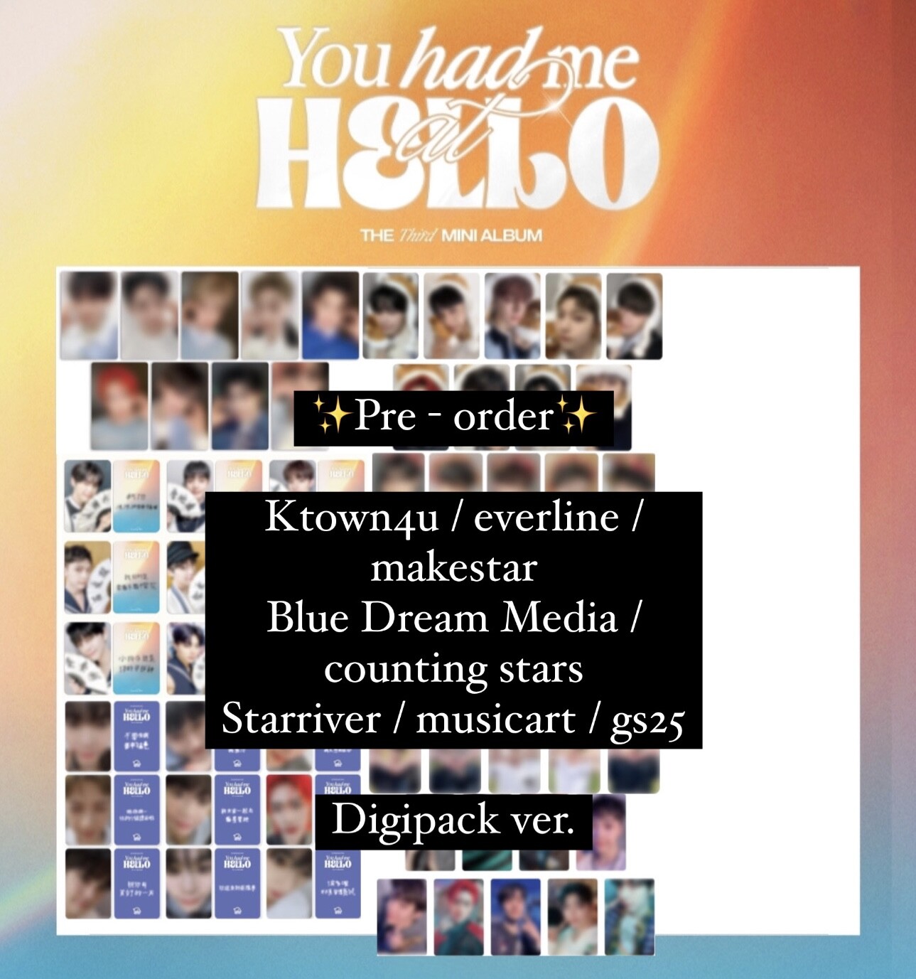 ZB1 ZEROBASEONE 3rd Album YOU HAD ME AT HELLO Digipack POB PHOTOCARD | eBay