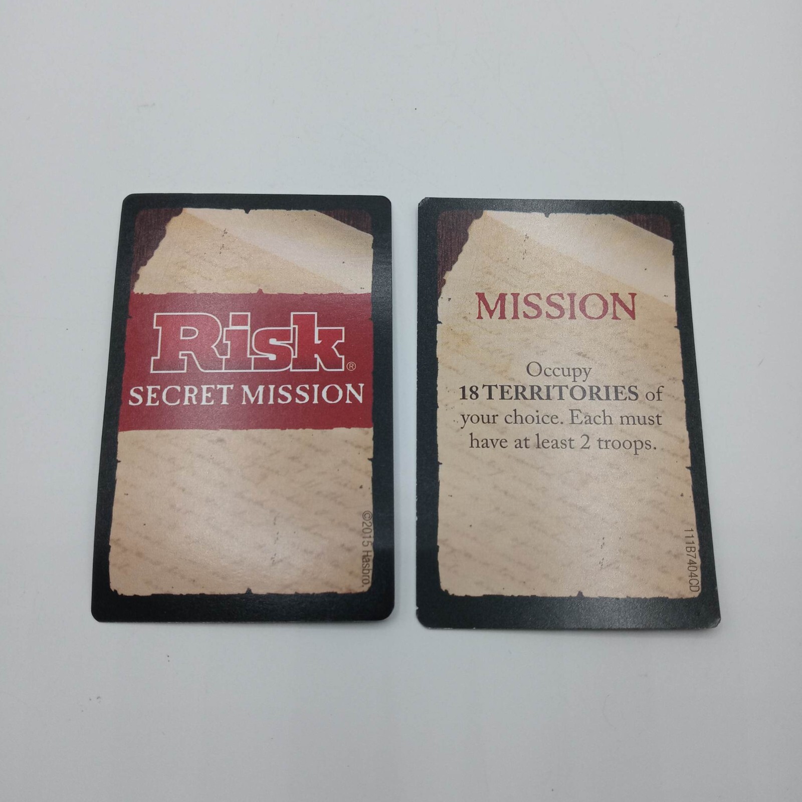 Risk 2015 SECRET MISSION CARD Occupy 18 Territories Game Replacement ...