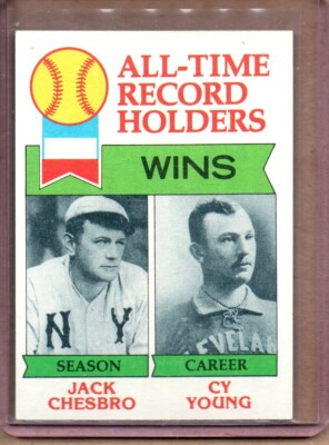 1979 TOPPS JACK CHESBRO & CY YOUNG ALL-TIME RECORD HOLDERS WINS #416 ...