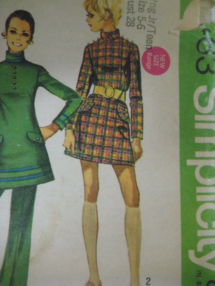 Vintage 60's Simplicityn 8463 SIDE-ZIP MOD PANTS MINI DRESS Sewing ...