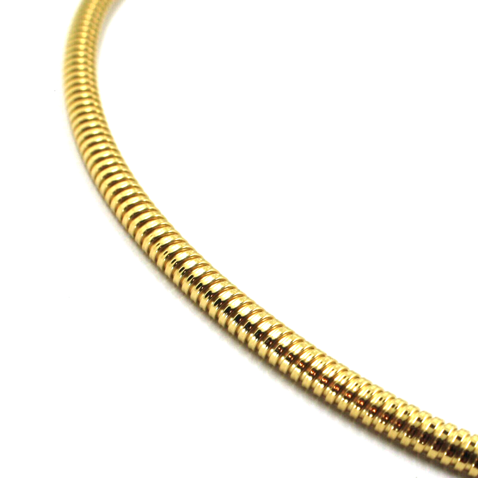 18k yellow gold omega gas pipe rounded 5mm half tube spiral chain ...