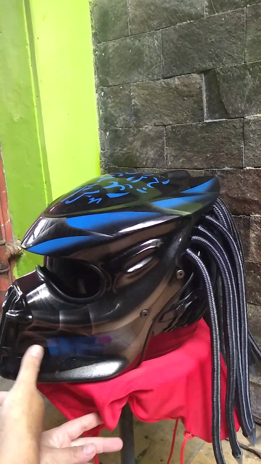 FREE SHIPPING GREAT BLUE FIRE MOTIF PREDATOR HELMET DOT ECE WITH 3 ...