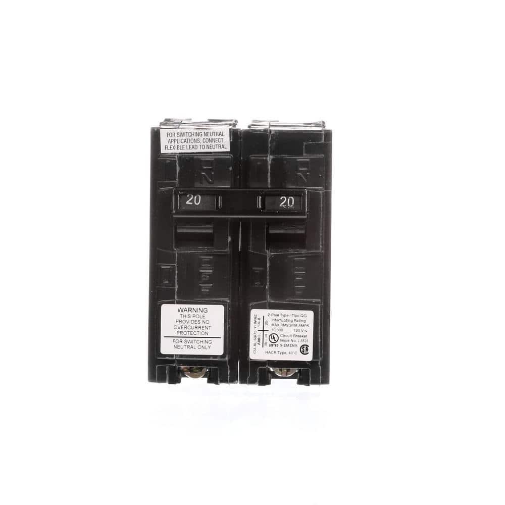 Siemens QG220 Breaker 20a 2 Wire 120v BG Switch Neutral for sale online ...