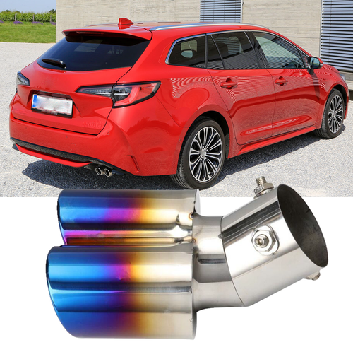Car Rear Dual Exhaust Pipe Tail Muffler Tip Roasted Blue For Toyota ...
