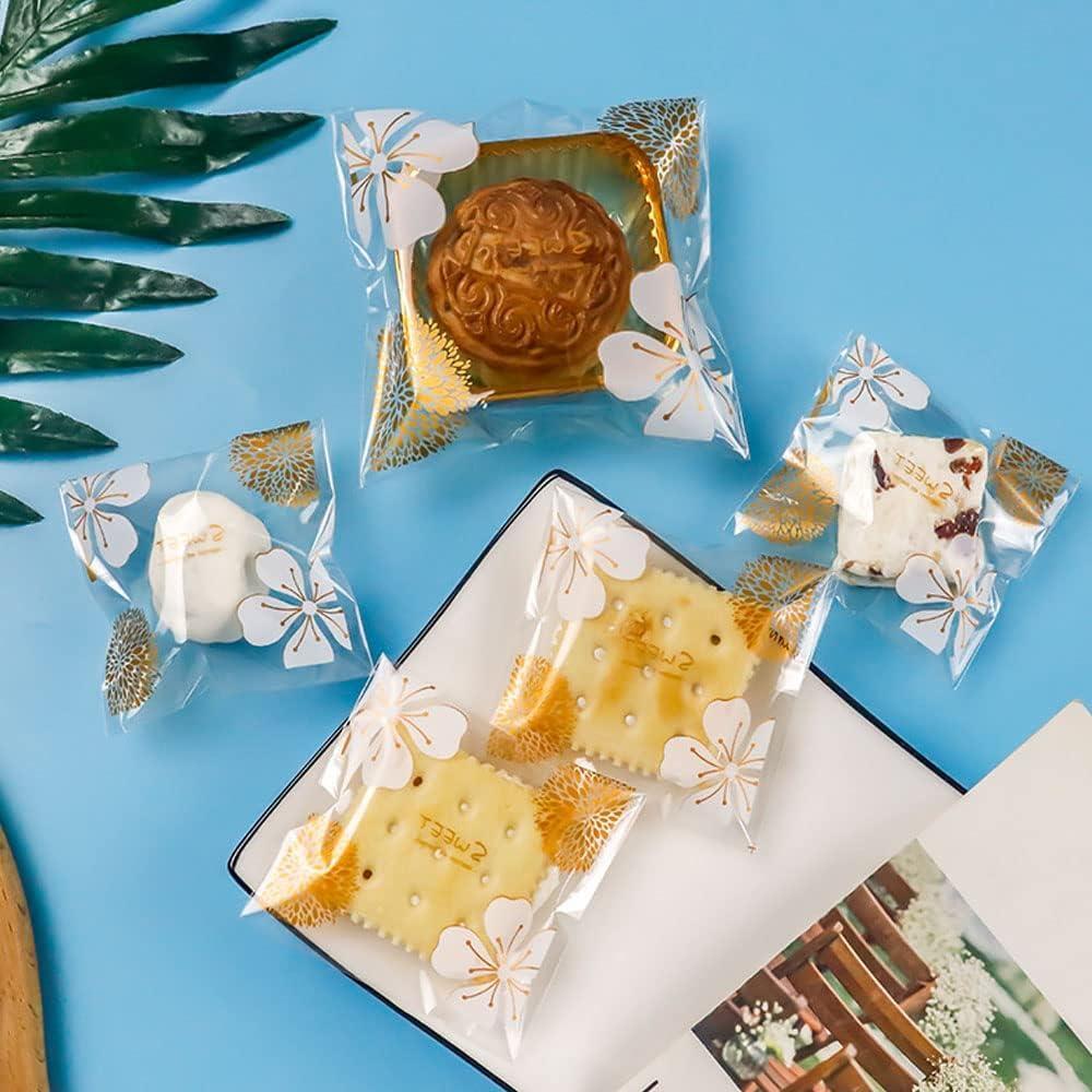 200 PCS Clear Cookie Bags, Self Adhesive Resealable Biscuit Bakery Bag ...