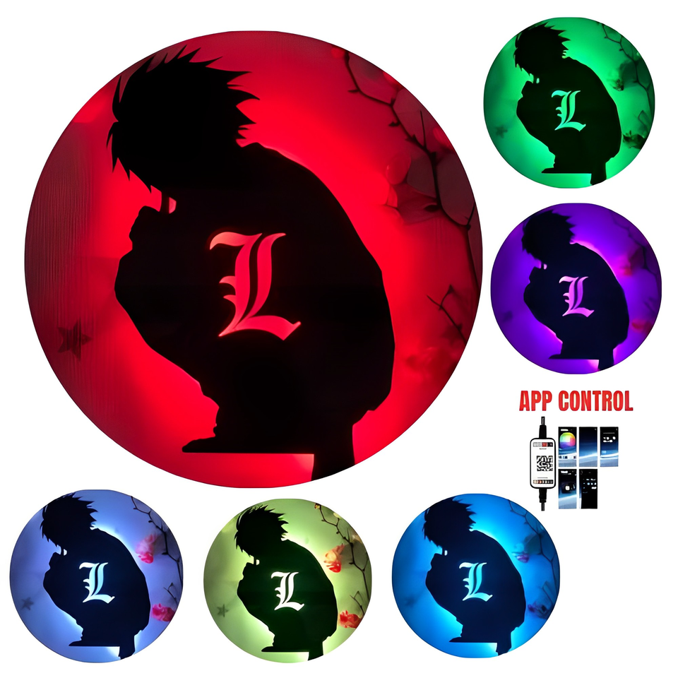 NEW Death Note L FIGURE LAMP 3D LED Wall DECOR Night light DEATHNOTE ...