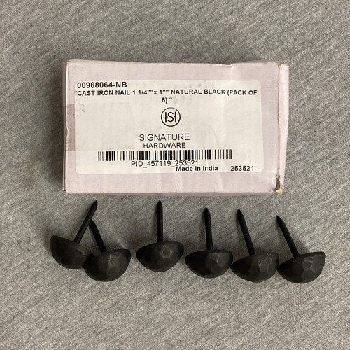 Signature Hardware Cast Iron Nail (1-1/4"x1") Natural Black [Pack of 6 ...