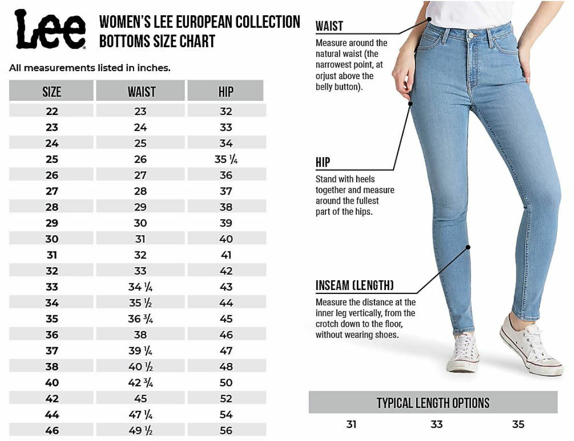 Lee Jeans Size Chart Navigating The Lee Knit Jeans Size Guide: Find