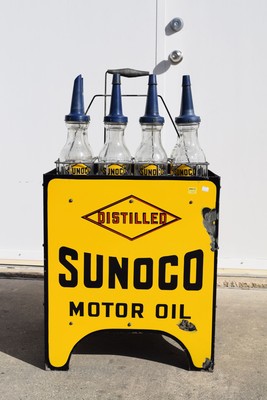 Distilled Sunoco Motor Oil Porcelain Sided Oil Rack Bottles | eBay