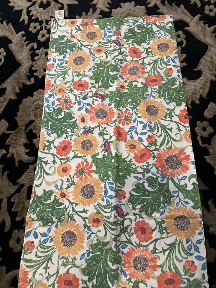 Pottery Barn Fall/ Beige/ Table Runner Fall Flowers Green Long 109”x 20 ...