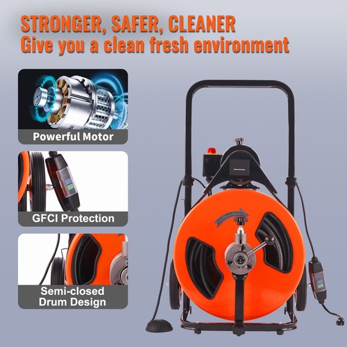 Uimoso Drain Cleaner Machine Electric Drain Auger 100 FT x 3/4In Auto ...