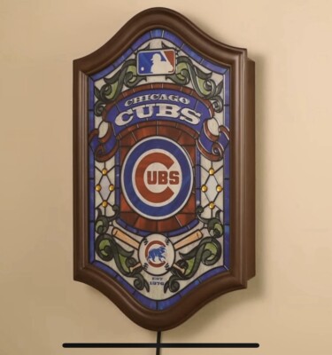 Chicago Cubs Illuminated Faux Stained Glass Sign New in Box Bradford ...