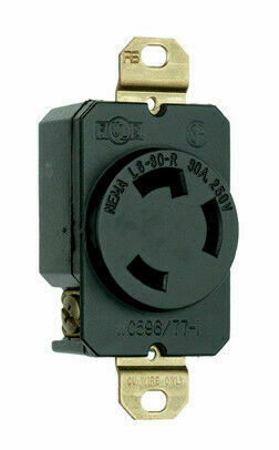 Pass & Seymour Nema L630R 30 A 250 V Turnlock Single Receptacle - Black ...