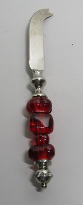 Fancy Knife Red Bubbled Glass Beaded Handle Bar Tool 9 inches | eBay