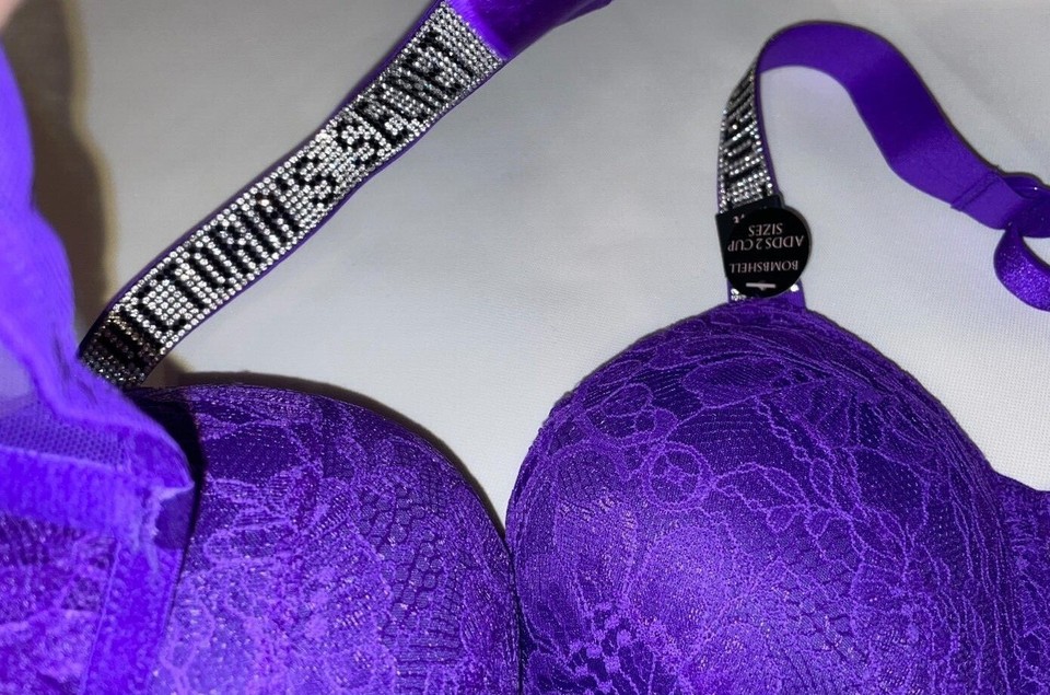 VICTORIA SECRET BOMBSHELL BRA ADD 2 CUP PLUNGE Super Push UP NEW Shine ...