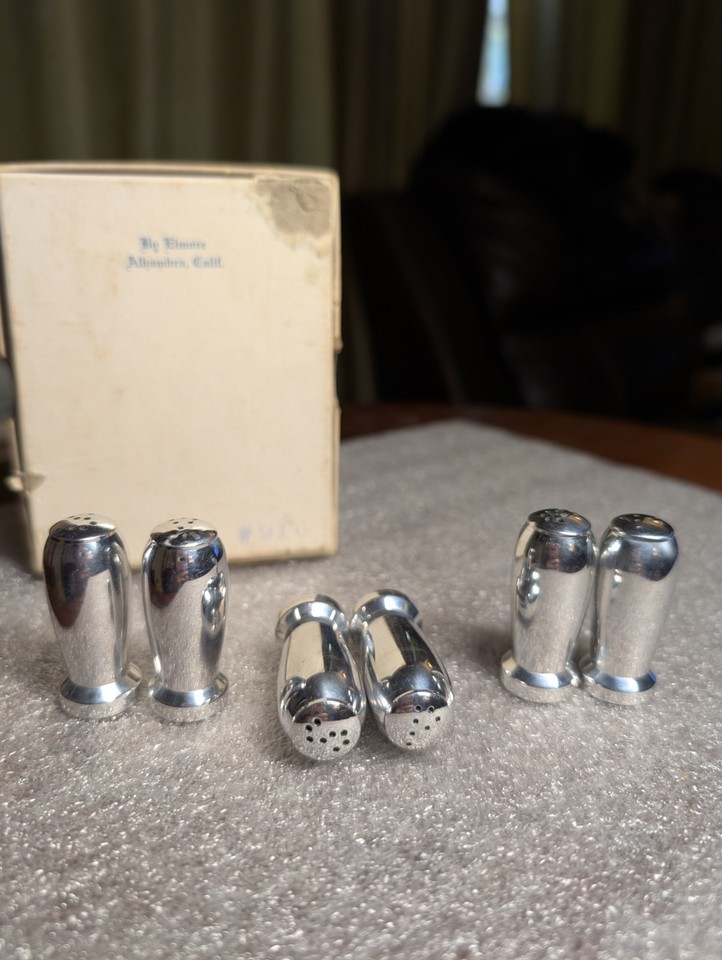 Elmore Of California MCM Atomic Bomb Set 3 Salt & Pepper Shakers Silver ...