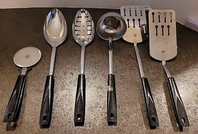 Vintage Set of 6 Ekco Kitchen Utensils Black Handles | eBay
