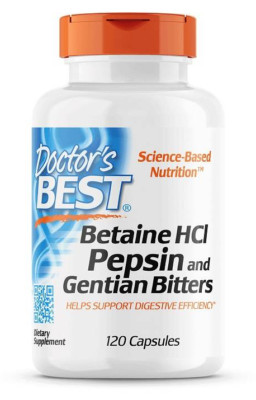 Doctor's Best - Betaine HCL Pepsin & Gentian Bitters - 120 Caps ...