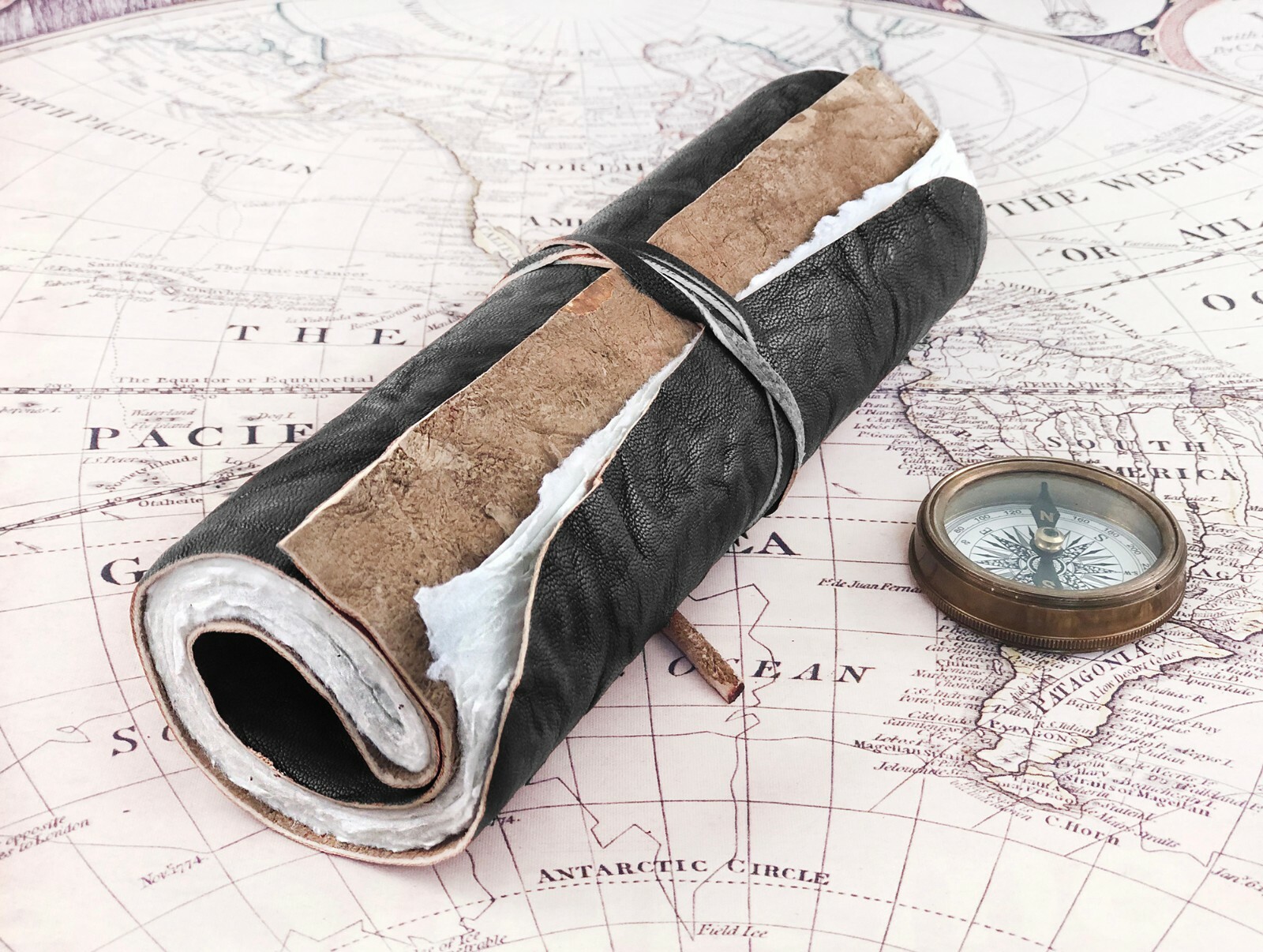 Vintage Handmade Scroll Leather Journal Travel Diary Leather Bound ...