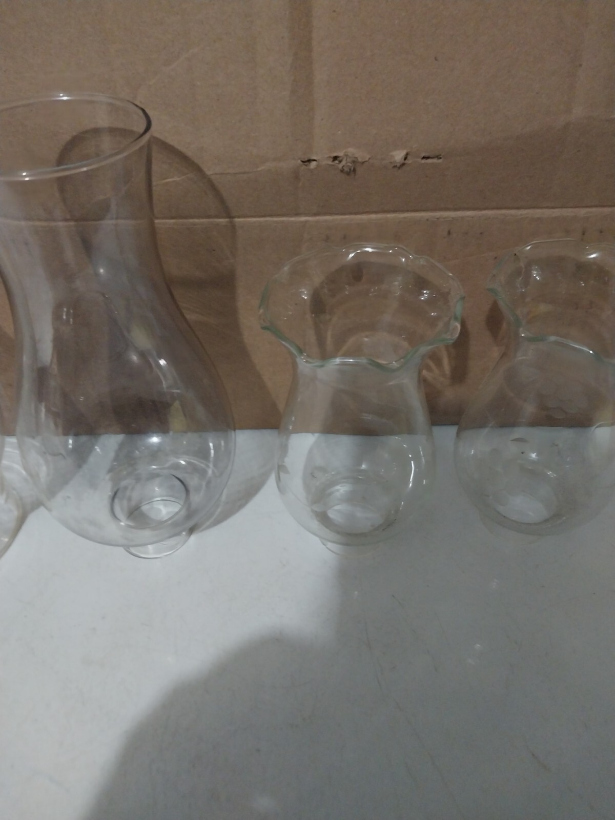 5 CLEAR GLASS KEROSENE OIL LAMP CHIMNEYS VARIOUS FITTER SIZES & HEIGHTS ...