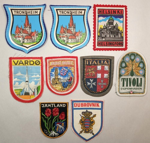Vtg European Europe Travel Patch Lot 9 Patches Trondheim Vardo Brugg ...
