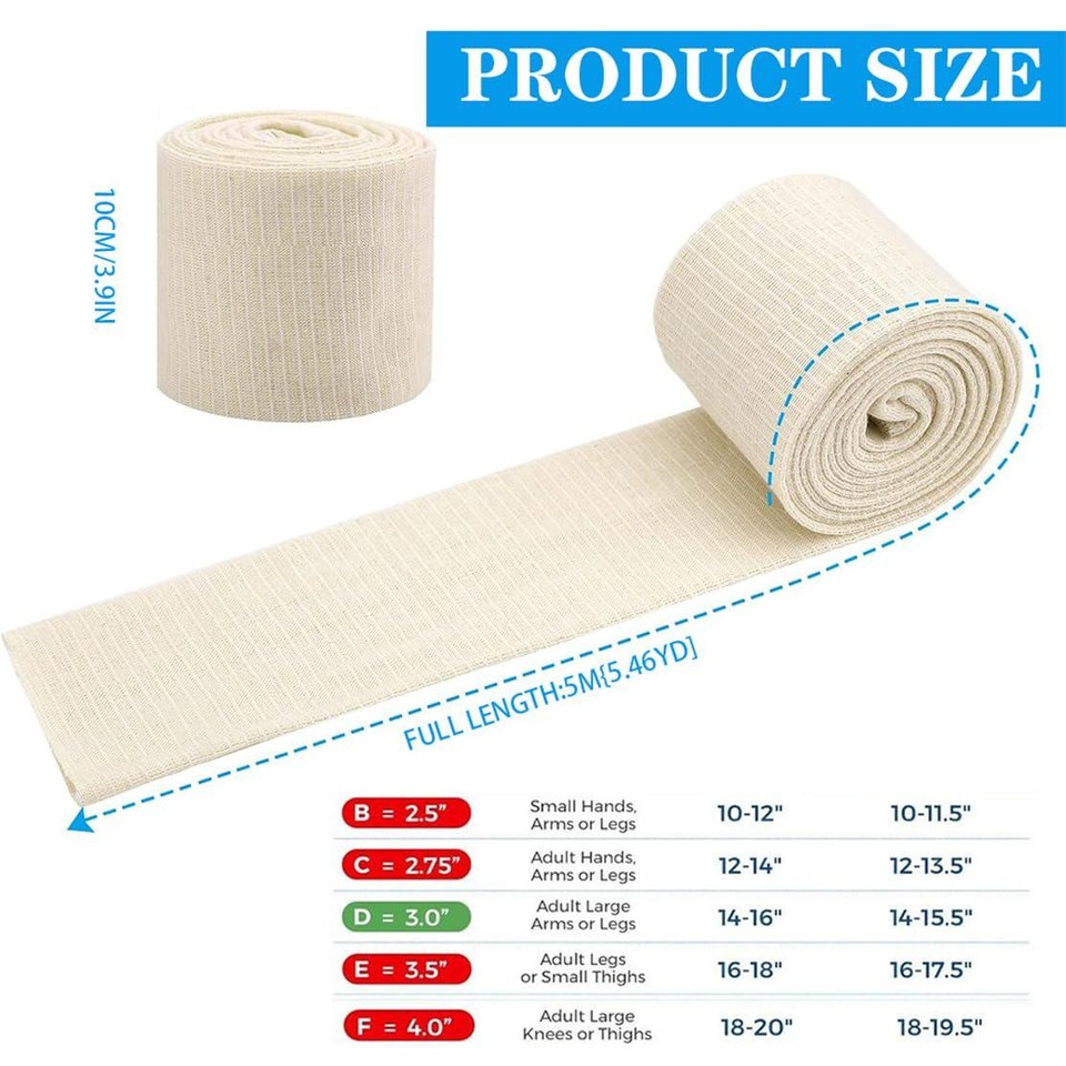 Elastic Tubular Support Bandage Size F 3.9"x5.46yd Reusable Compression Roll | eBay
