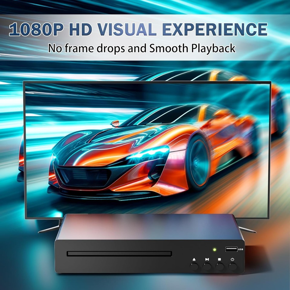 DVD Player TV, Multi Region Free DVD Players with HDMI, RCA/AV Output ...