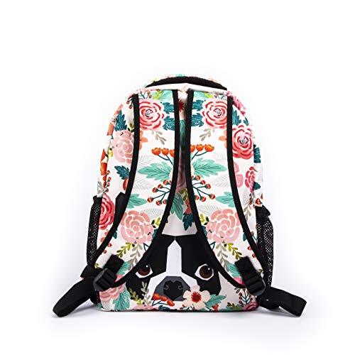 Boston Terrier Dog Florals School Backpack Colorful Flower Pug Bookbag ...