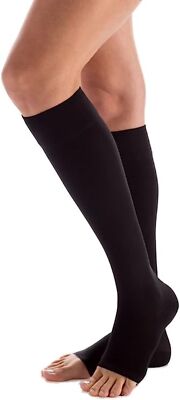 CAROLON COUTURE Open Toe Short Knee High 20-30mmHg (Black) SIze D Short ...