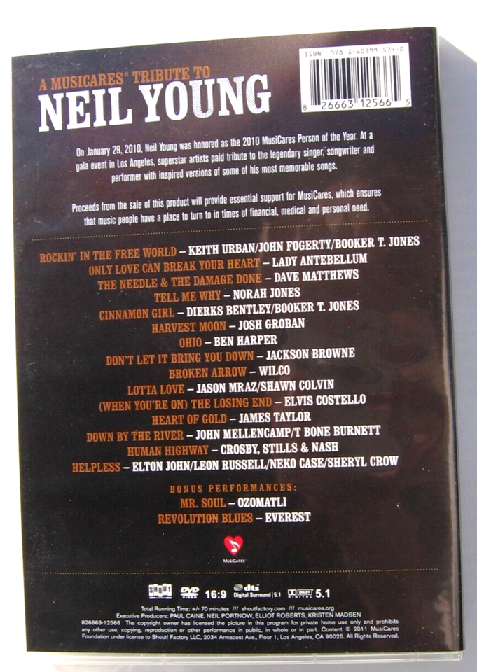 Neil Young MusiCares Tribute DVD 2011 Like New CSN Matthews Elton ...