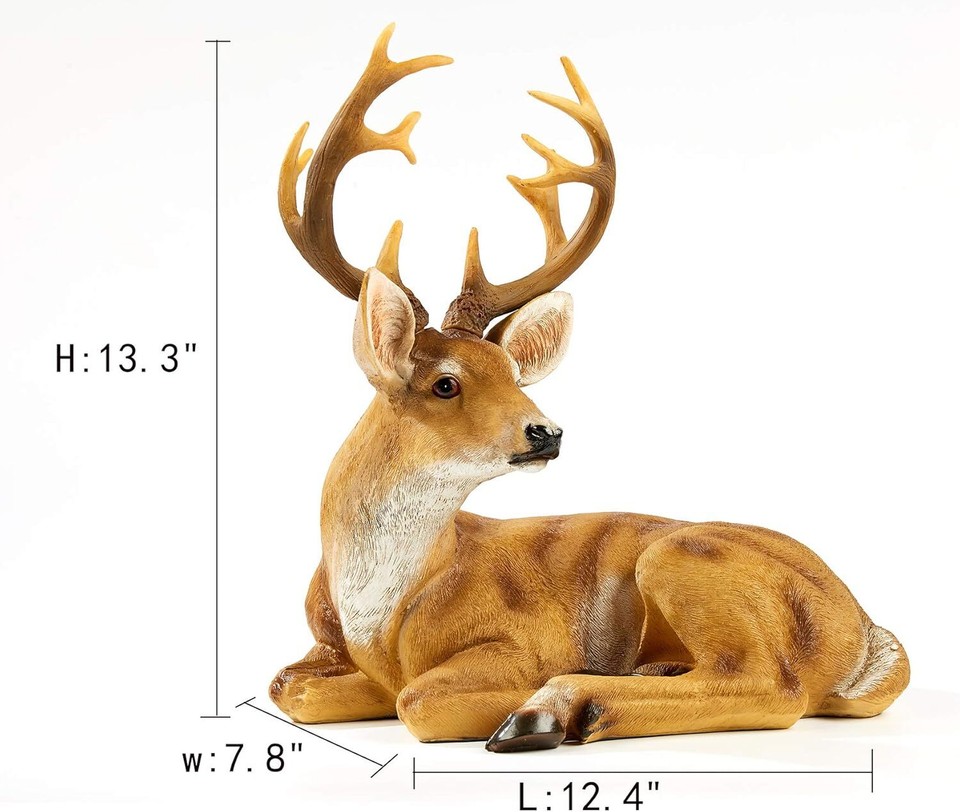 JHVYF 13" H Resin Buck Statue Home Office Decor Animal Figurine Deer ...
