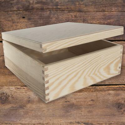 Small Square Wooden Box 19 x 19 x 9 cm / Plain Pine for Storage Craft ...