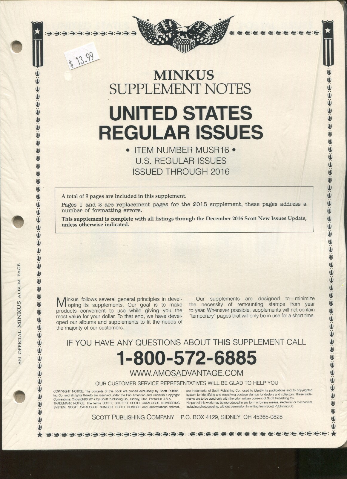 2016 Minkus United States Regular Issues Supplement Stamp Album Pages ...