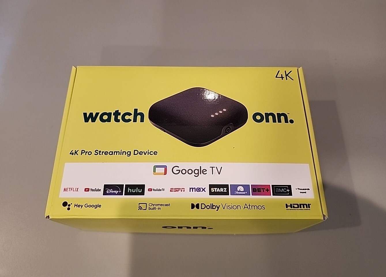 ONN 4K Pro Google TV Streaming Device w Dolby Atmos/Dolby