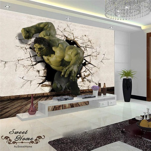 3D Big Hulk Break Out Wall Wallpaper Full Wall Mural Photo Printed Home ...