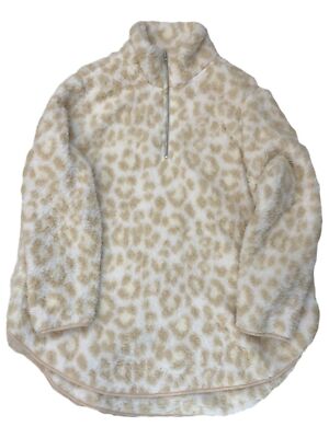 Womens Plus Size Plush Tan Leopard Print Sherpa Sweater Pull-Over ...