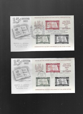 UNITED NATION UN FDC FIRST DAY COVERS # 38 MINI SHEETS LOT OF 2 CANCELS ...