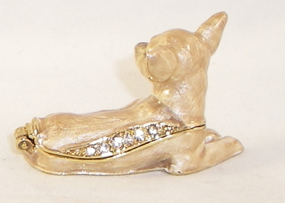 Cheeky Chihuahua Pewter Bejeweled Hinged Miniature Trinket Box ...