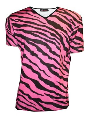 MEN'S PINK ZEBRA ANIMAL PRINT T-SHIRT TOP FANCY DRESS COSTUME GOTH PUNK ...