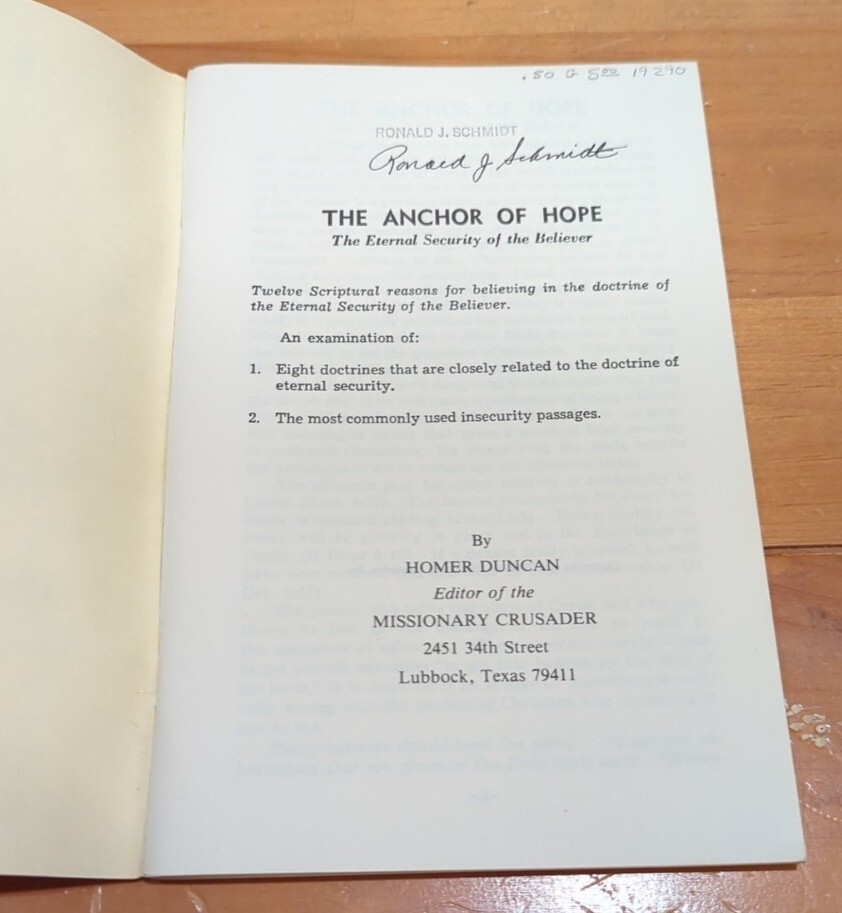 Homer Duncan ~ The Anchor of Hope (1972, Pamphlet) GOOD! | eBay