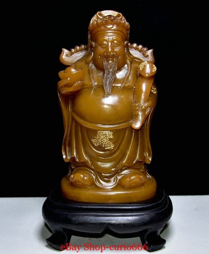 8.2''Old Tianhuang Shoushan Stone Carved Money Wealth Yuanbao God ...