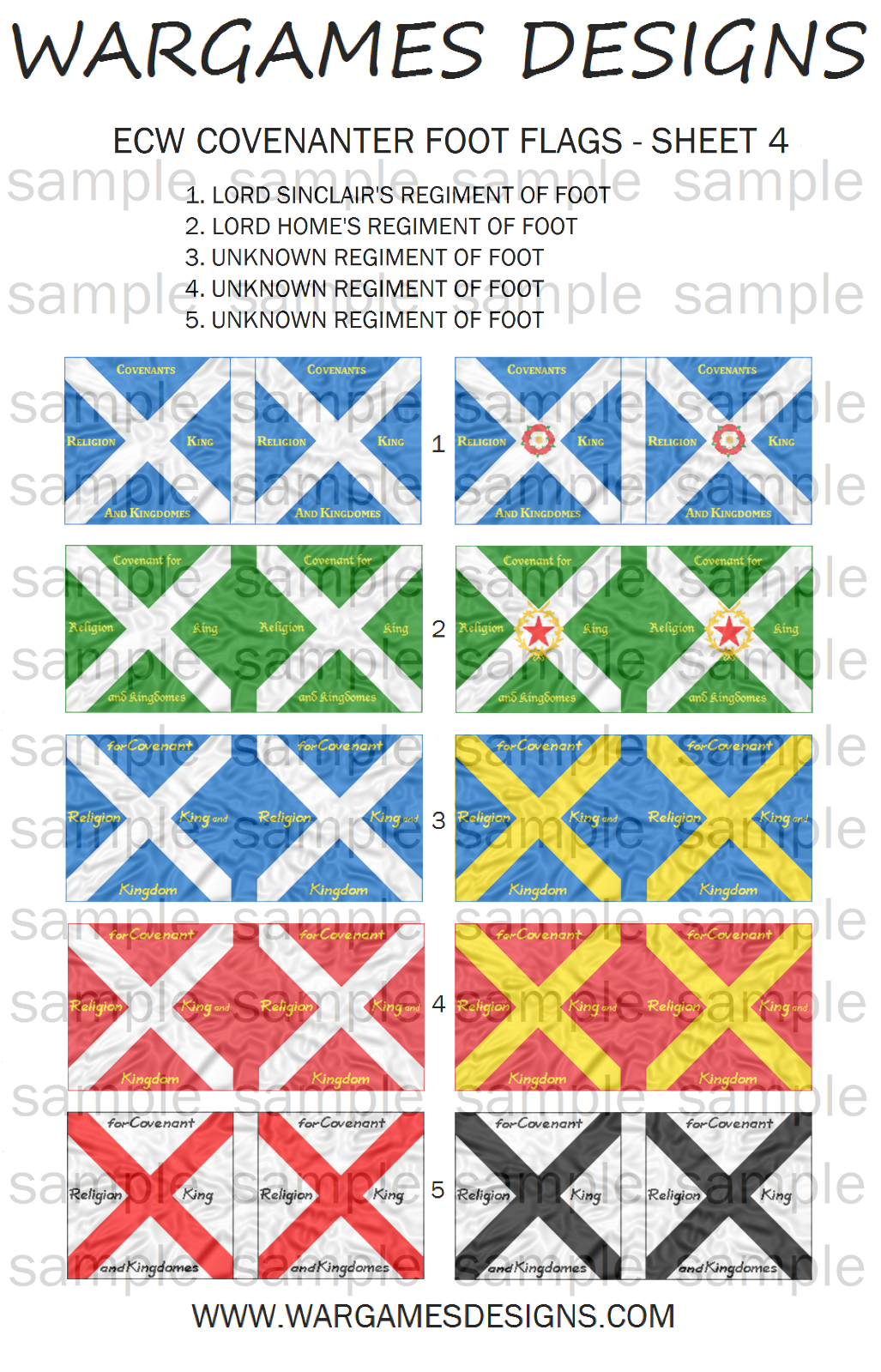 15mm ECW Covenanter Foot Flags Sheet 4 - Pike & Shotte, FOGR, DBR, WECW ...