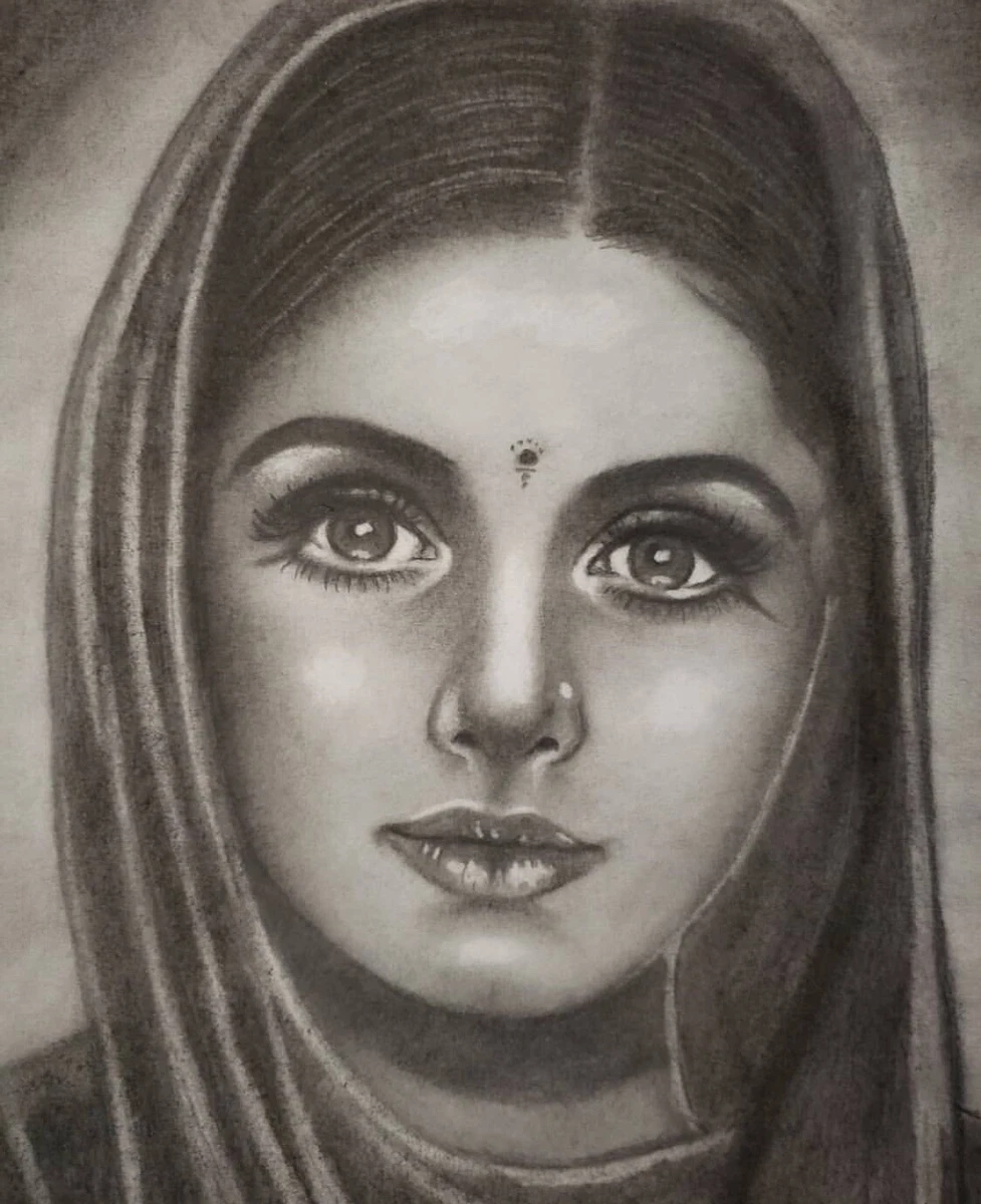 Simple Indian Girl Drawing